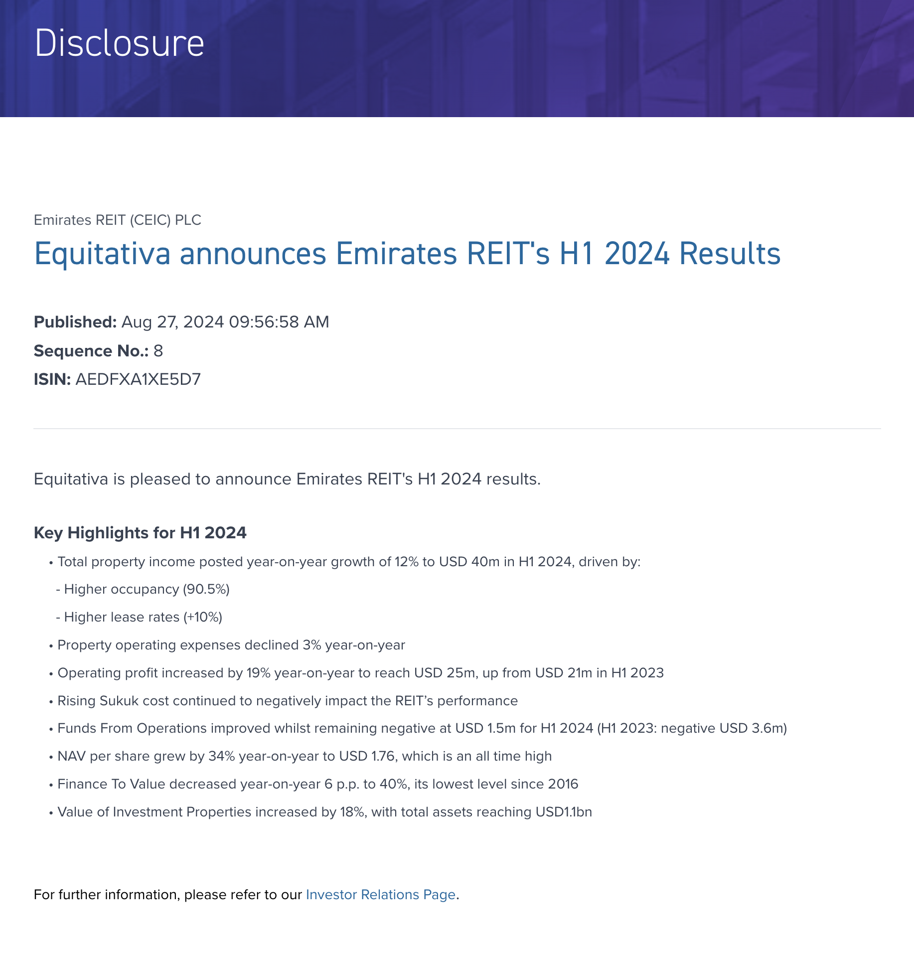 Investor relations @ Emirates REIT