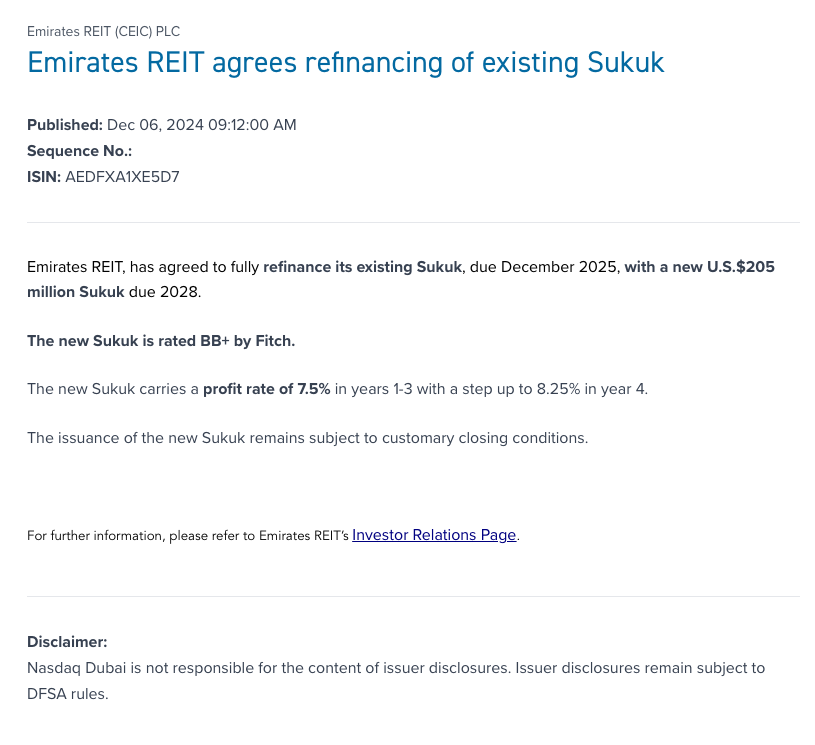 Investor relations @ Emirates REIT